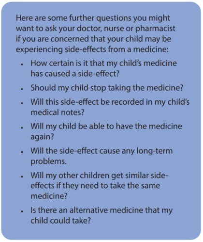 Side-effects from children’s medicines – Medicines For Children